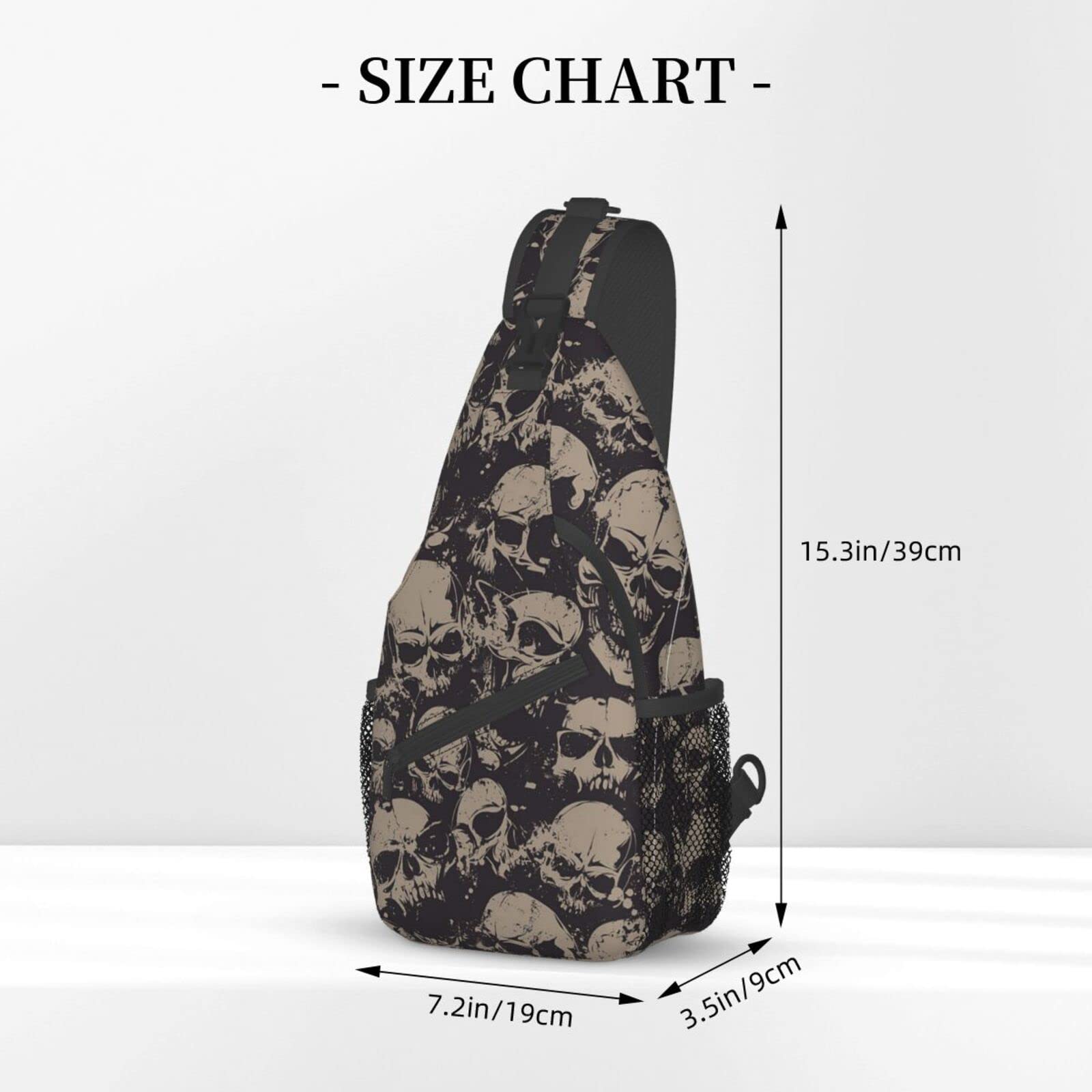 Cool Skull Sling Bag Crossbody Backpack Shoulder Bag Casual Daypacks For Men Women Cycling Hiking Travel