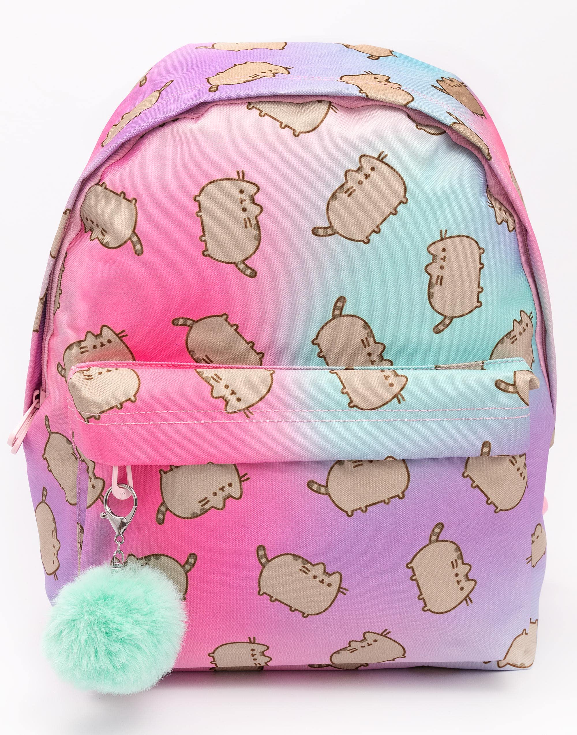 Pusheen Backpack Cat Pom Pom Keyring Pink Rucksack 16”