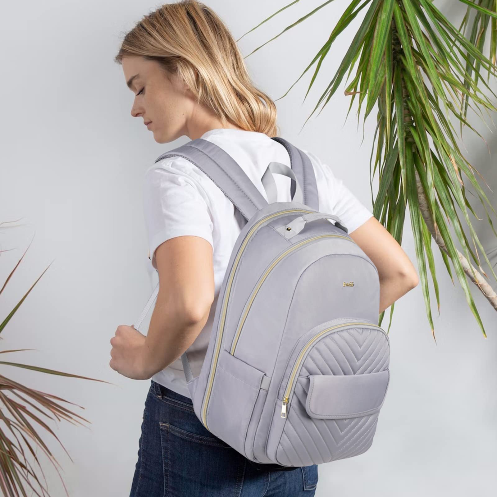 Breold Laptop Backpack Women,15.6 Inch Travel Backpack for Women,College School Bookbags with USB Charging Hole,Large Capacity Computer Backpacks for Work Business,TSA Friendly