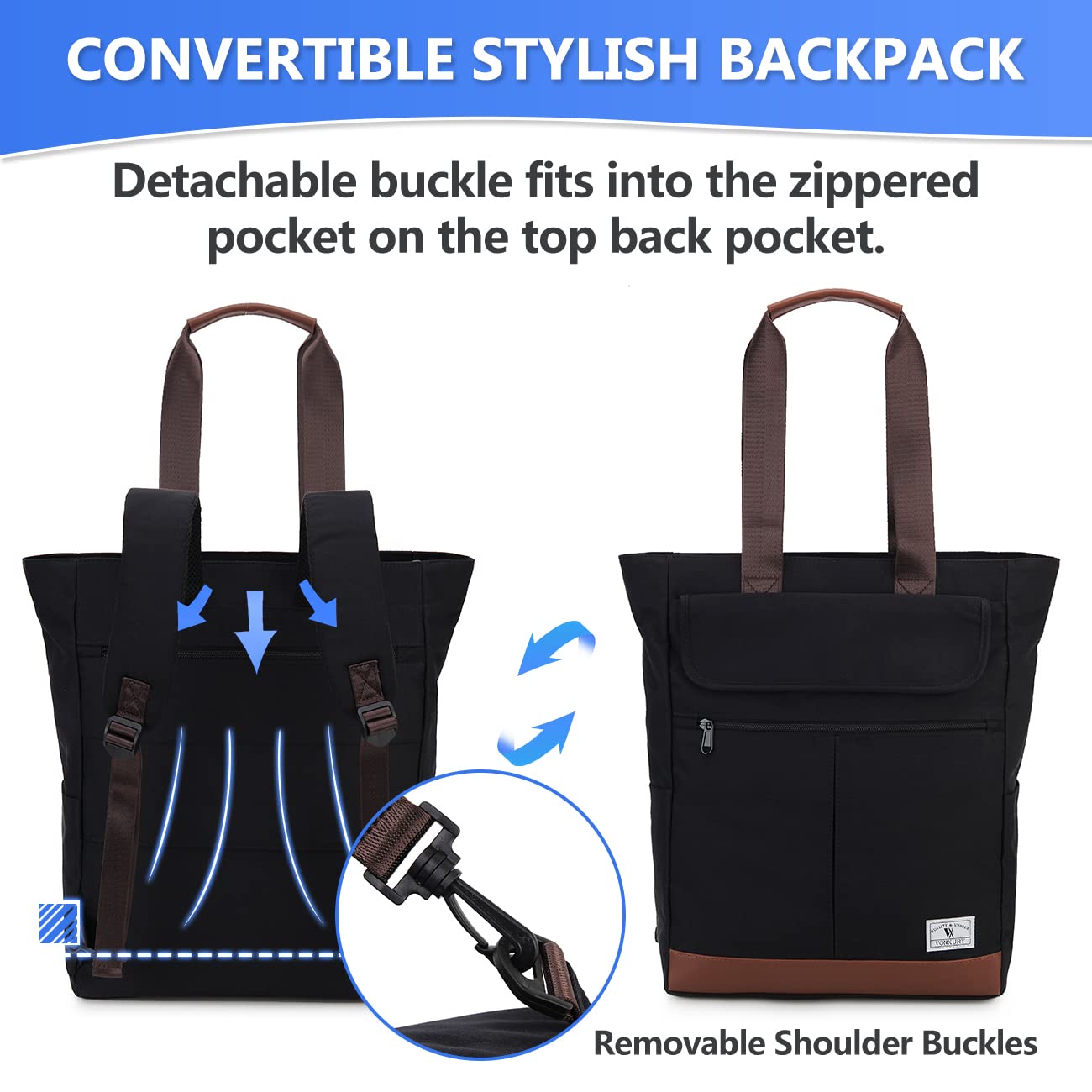 VX VONXURY Backpack for Women, 15.6 Inch Laptop Bag Water Resistant Convertible Backpack Purse for School Work Travel