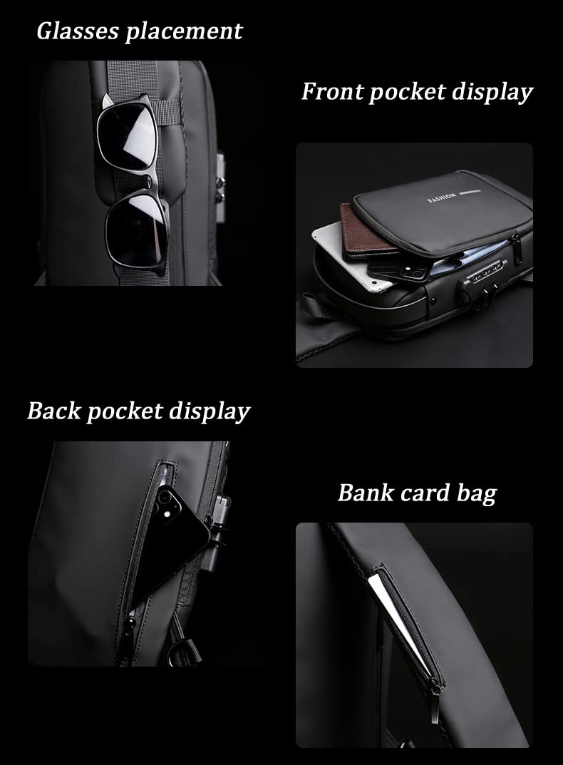 USB Charging Sport Sling Anti-Theft Shoulder Bag, Waterproof Anti Theft Sling Bag, Crossbody Bags Chest Daypack
