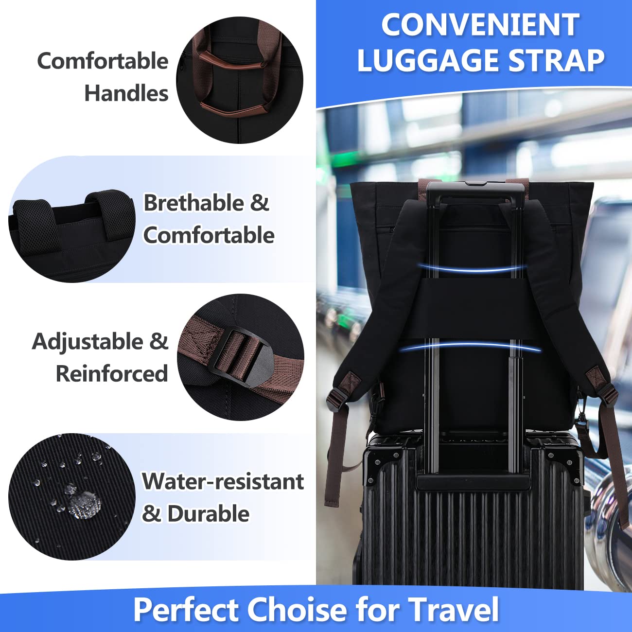 VX VONXURY Backpack for Women, 15.6 Inch Laptop Bag Water Resistant Convertible Backpack Purse for School Work Travel