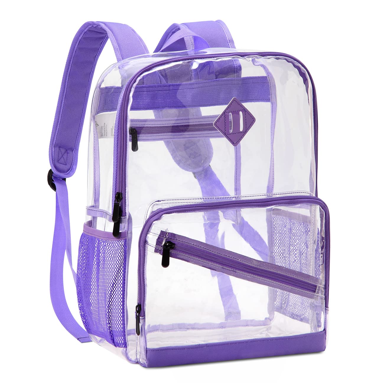 Kasqo Clear Backpack, 15.6 Inch Heavy Duty PVC Transparent Backpack See Through Backpacks for School, College, Sports, Work, Travel, Stadium Approved, White