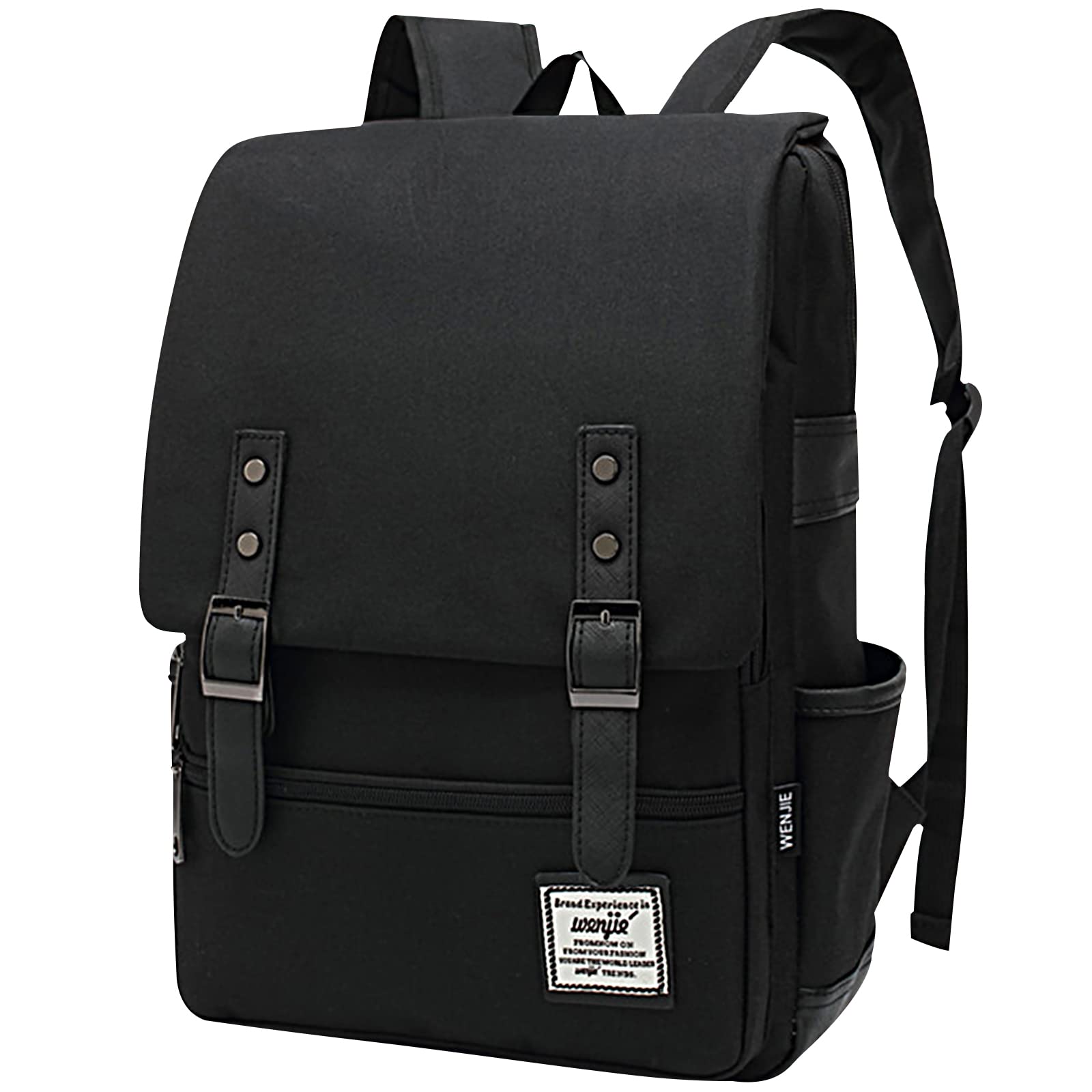 Wesoke Vintage Women Laptop Backpack, School College Student Bookbag Travel Rucksack Casual Daypack Business Work Computer Back Pack for Men, Fashion Nurse Bag Fits 15.6 Inch Notebook, Black