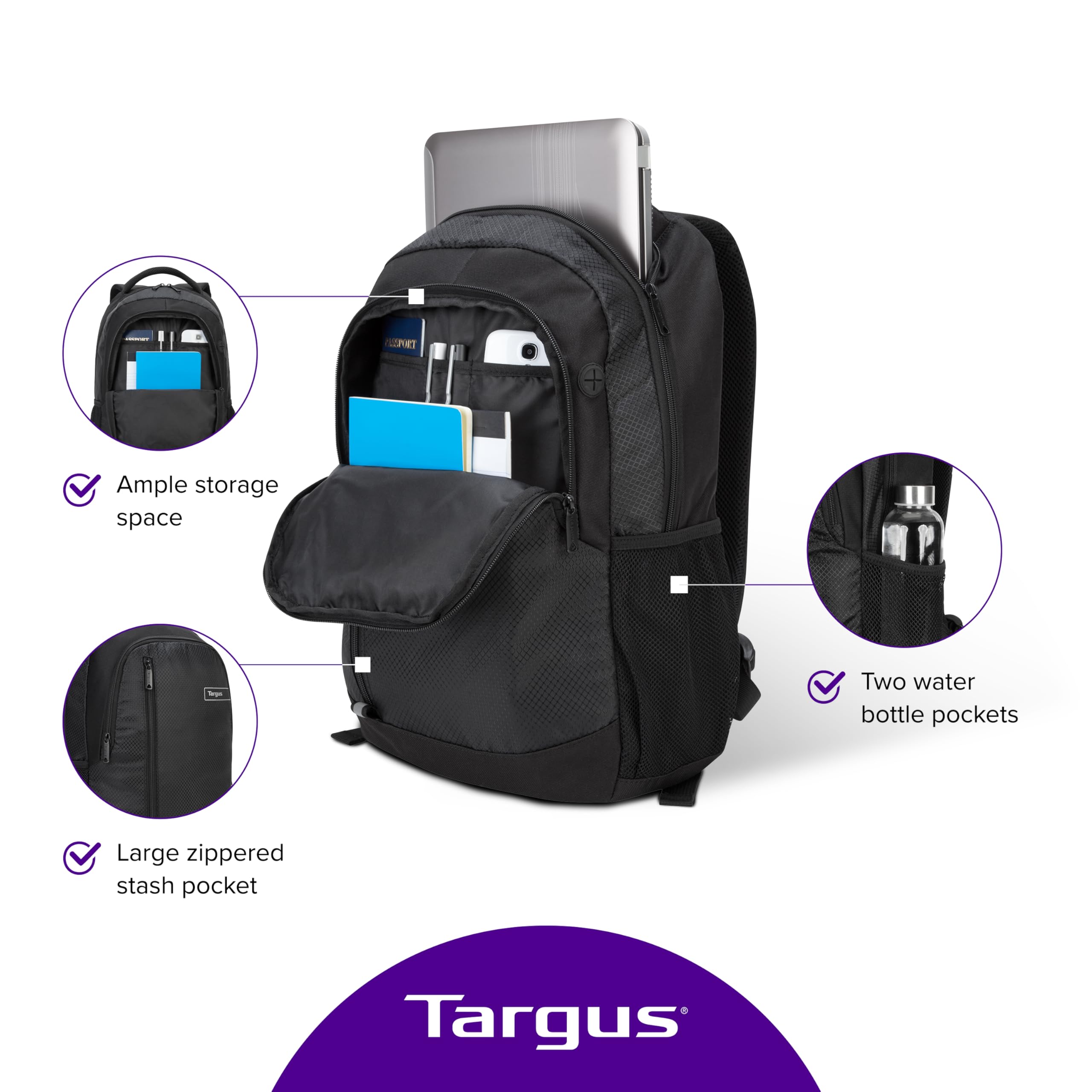 Targus Sport TSB89104US Carrying Case (Backpack) for 15.6" Notebook - Black