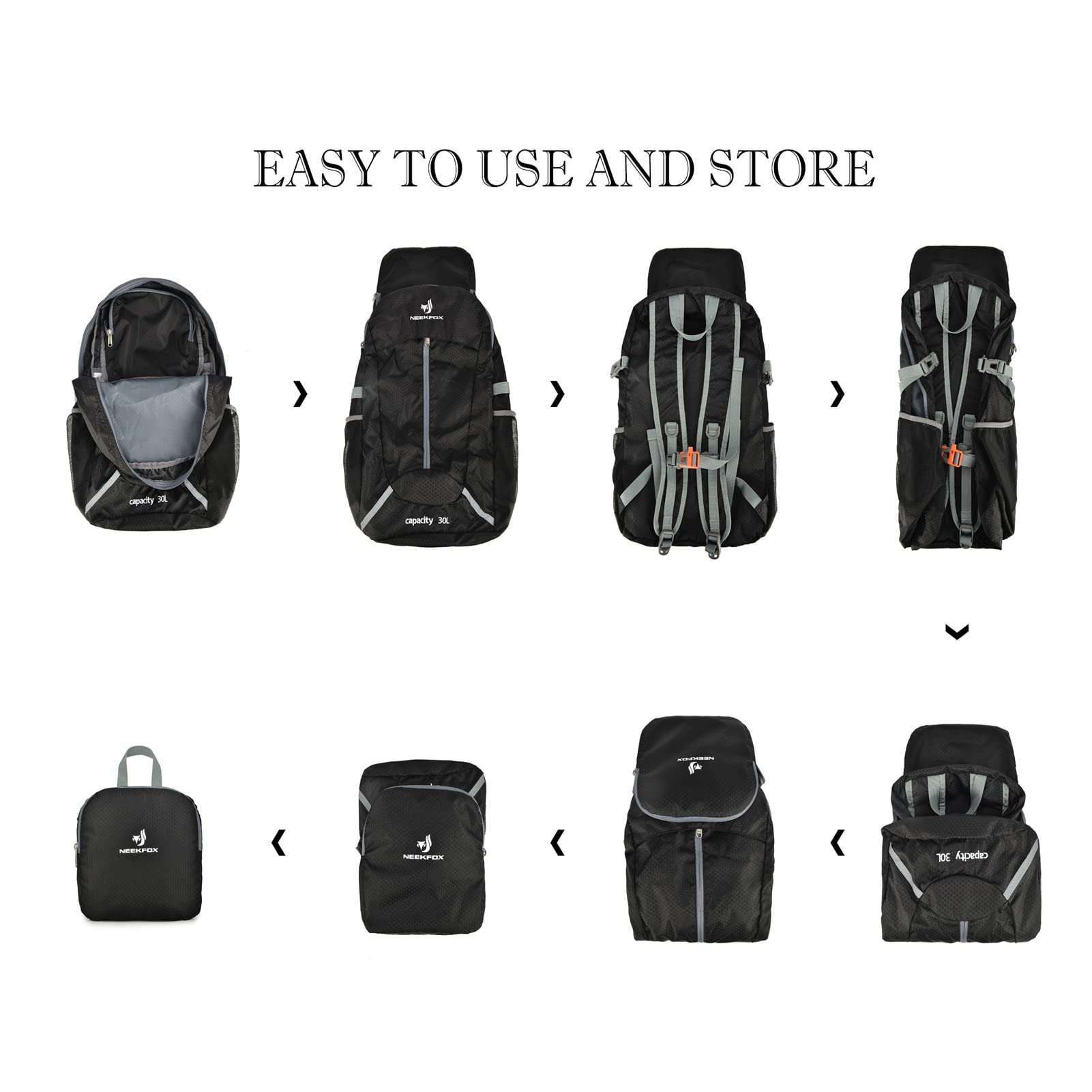 NEEKFOX 30L Hiking Backpack Foldable Lightweight Packable Sports Travel Daypack