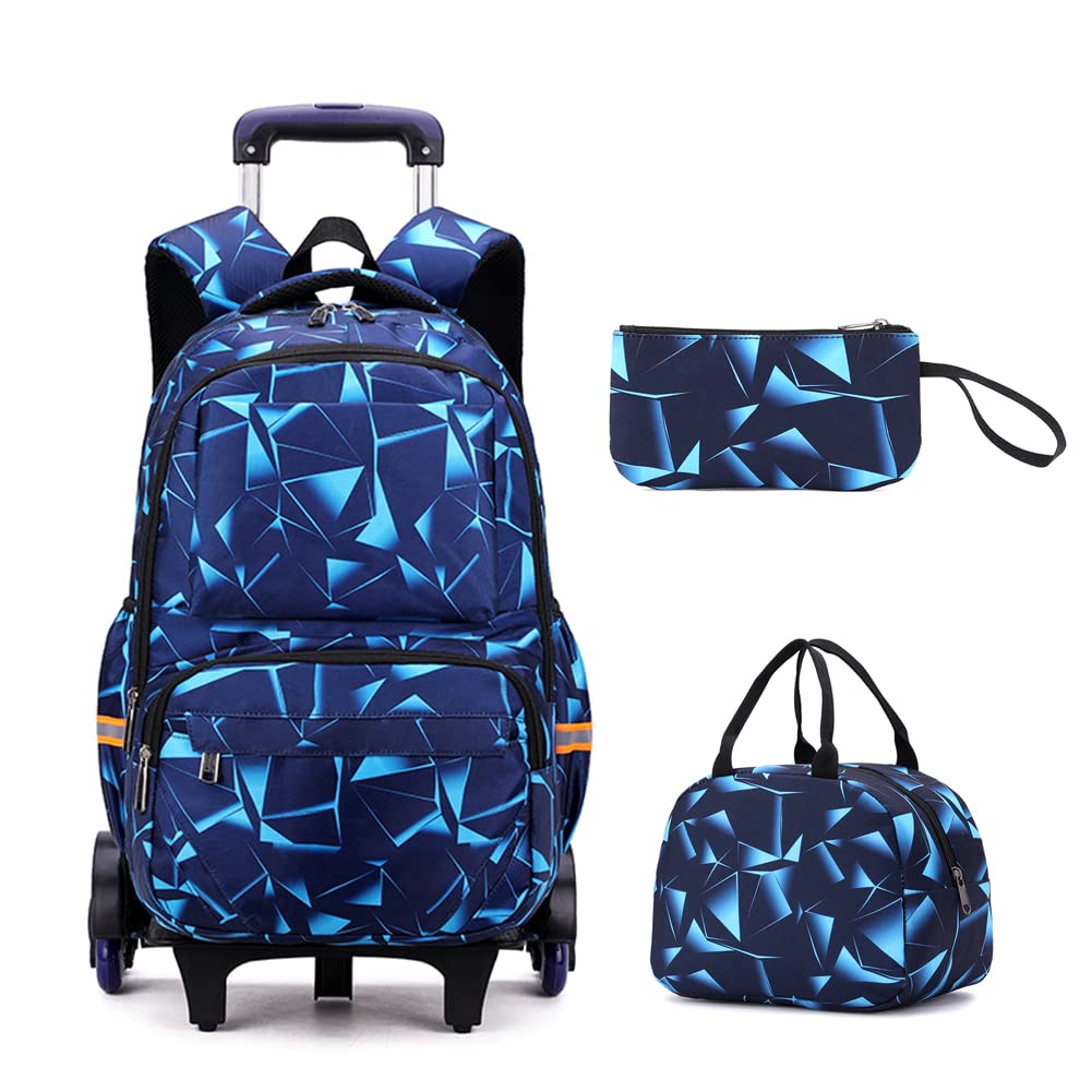 3Pcs Starry Sky Geometry Trolley Backpack Middle School Student School Bag Primary School bookBag