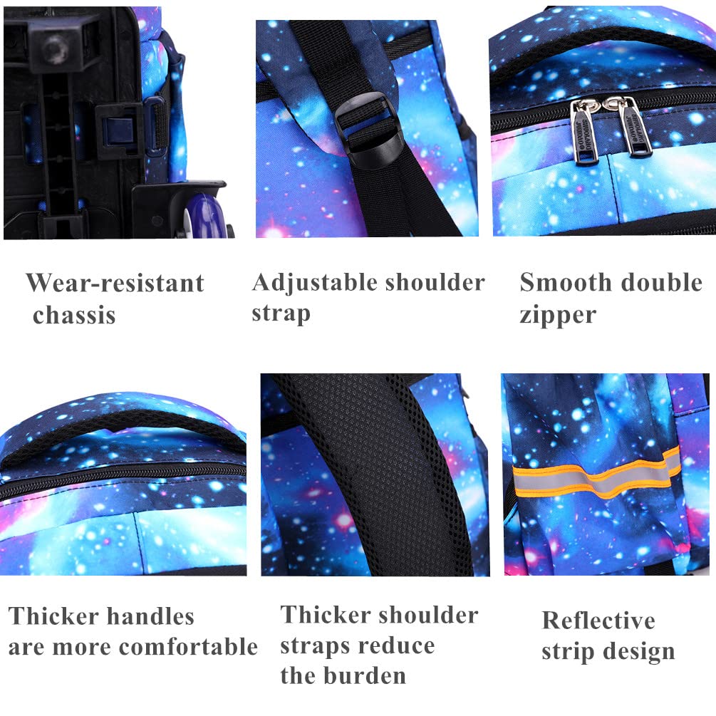 3Pcs Starry Sky Geometry Trolley Backpack Middle School Student School Bag Primary School bookBag