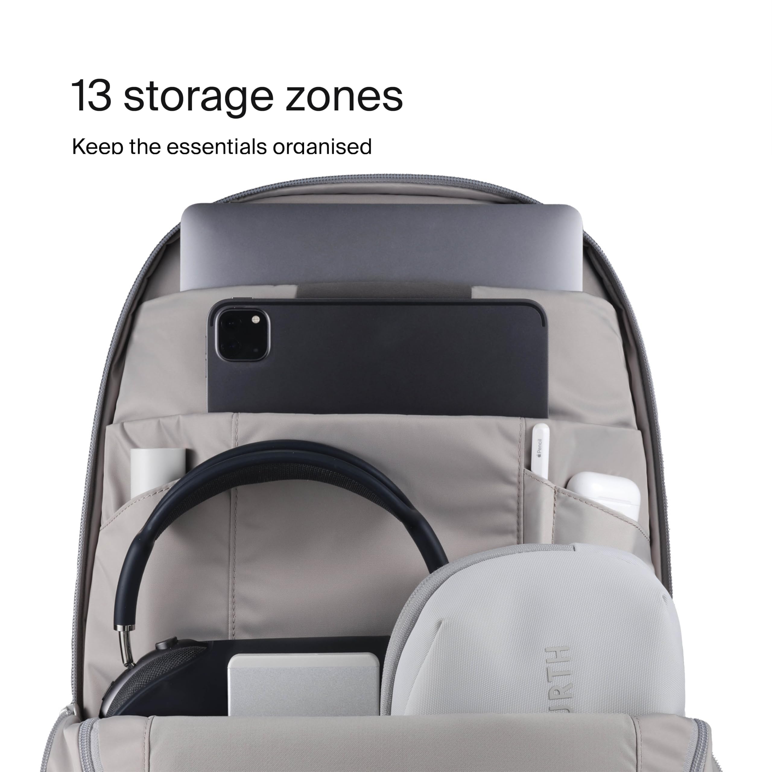 Urth Norite 24L Backpack – 15” Laptop Bag, Weatherproof + Recycled (Ash Grey)