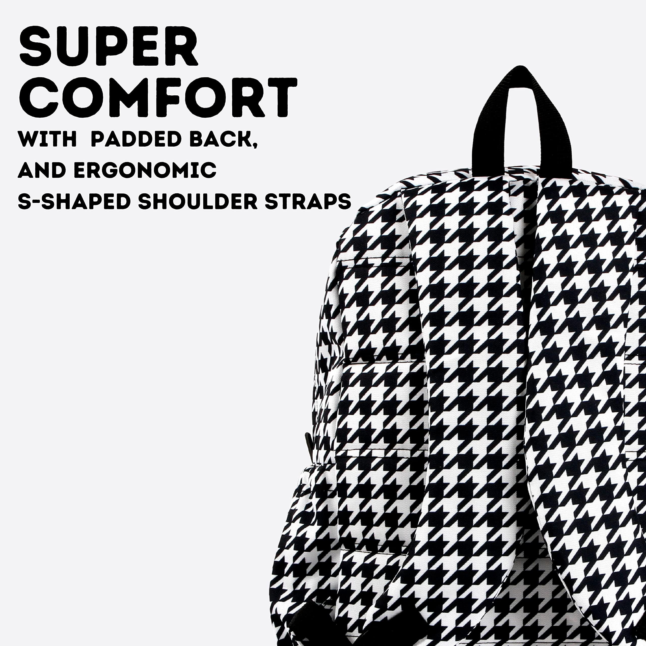J World New York Oz Backpack for Teen Girls Boys Womens School Bookbag, Houndstooth, One Size