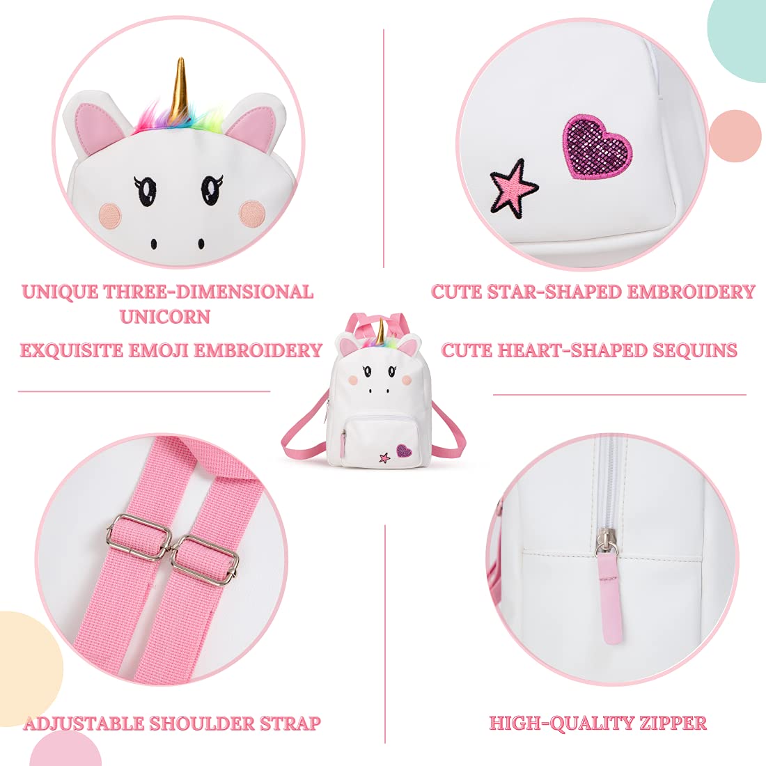Unicorn Backpack for Girls, Kids Mini Backpacks, Toddler Bag for Kindergarten
