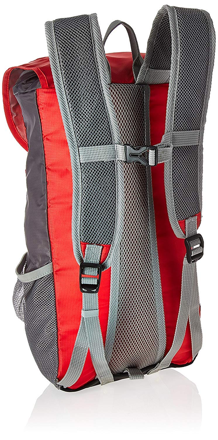 Lewis N. Clark Lightweight Packable Backpack Bag w/RFID Pocket, Red/Gray, 18 inch