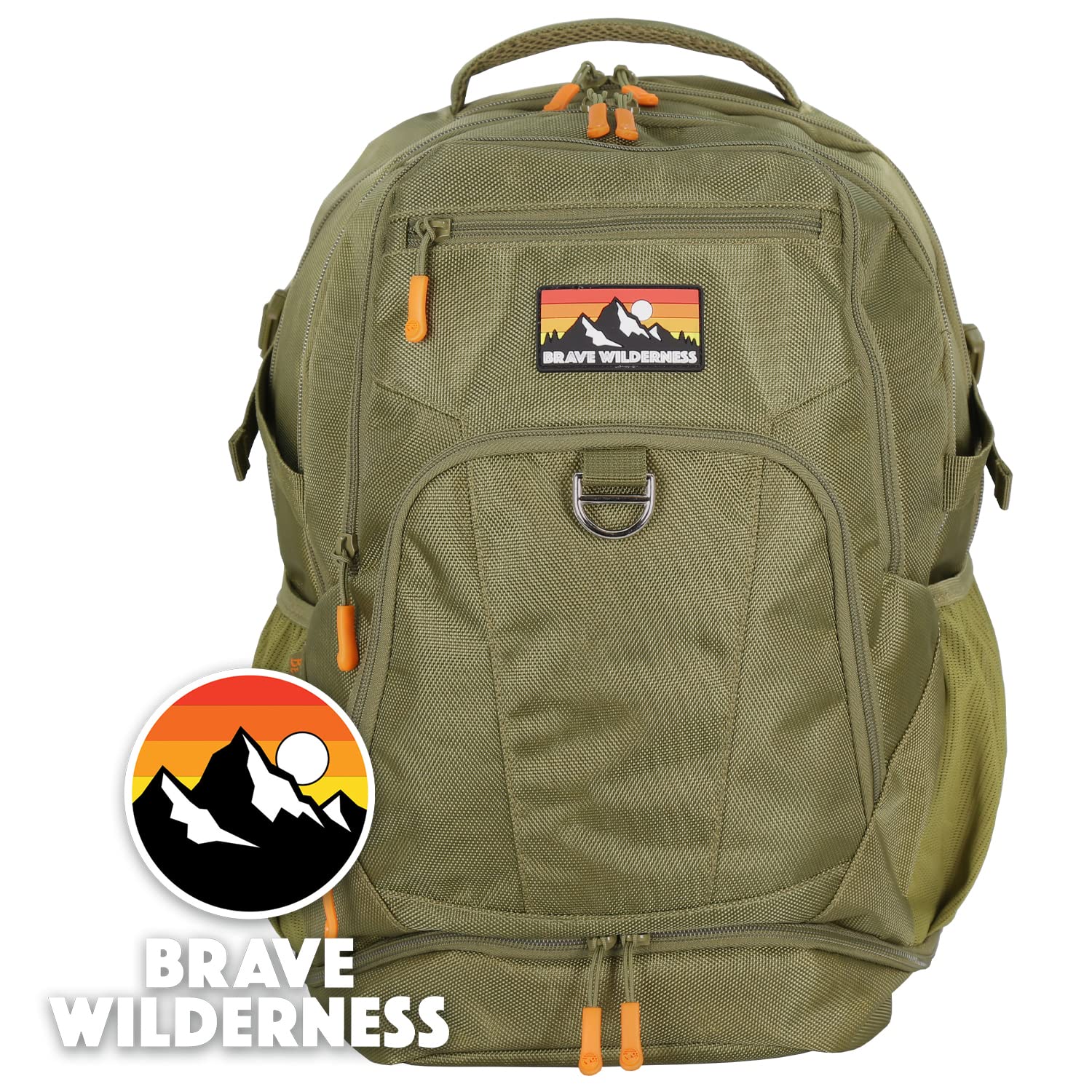 Brave Wilderness Durable Outdoor Capable Backpack made with a Ballistic Nylon Shell and Six Pockets by Coyote Peterson (Olive)