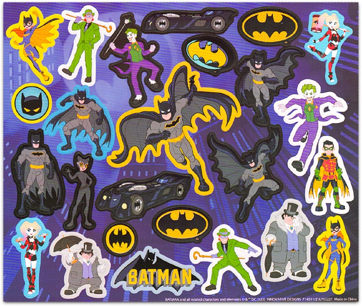 Batman Backpack and Lunch Box Set for Kids Boys ~ 7 Pc Deluxe 16" Batman School Bag, Lunch Bag, Patches, Stickers, and More (Batman School Supplies Bundle)