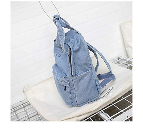 Girls Vintage Denim Backpack Jeans Daypack Bag Travel Bag Rucksack (Light Blue)