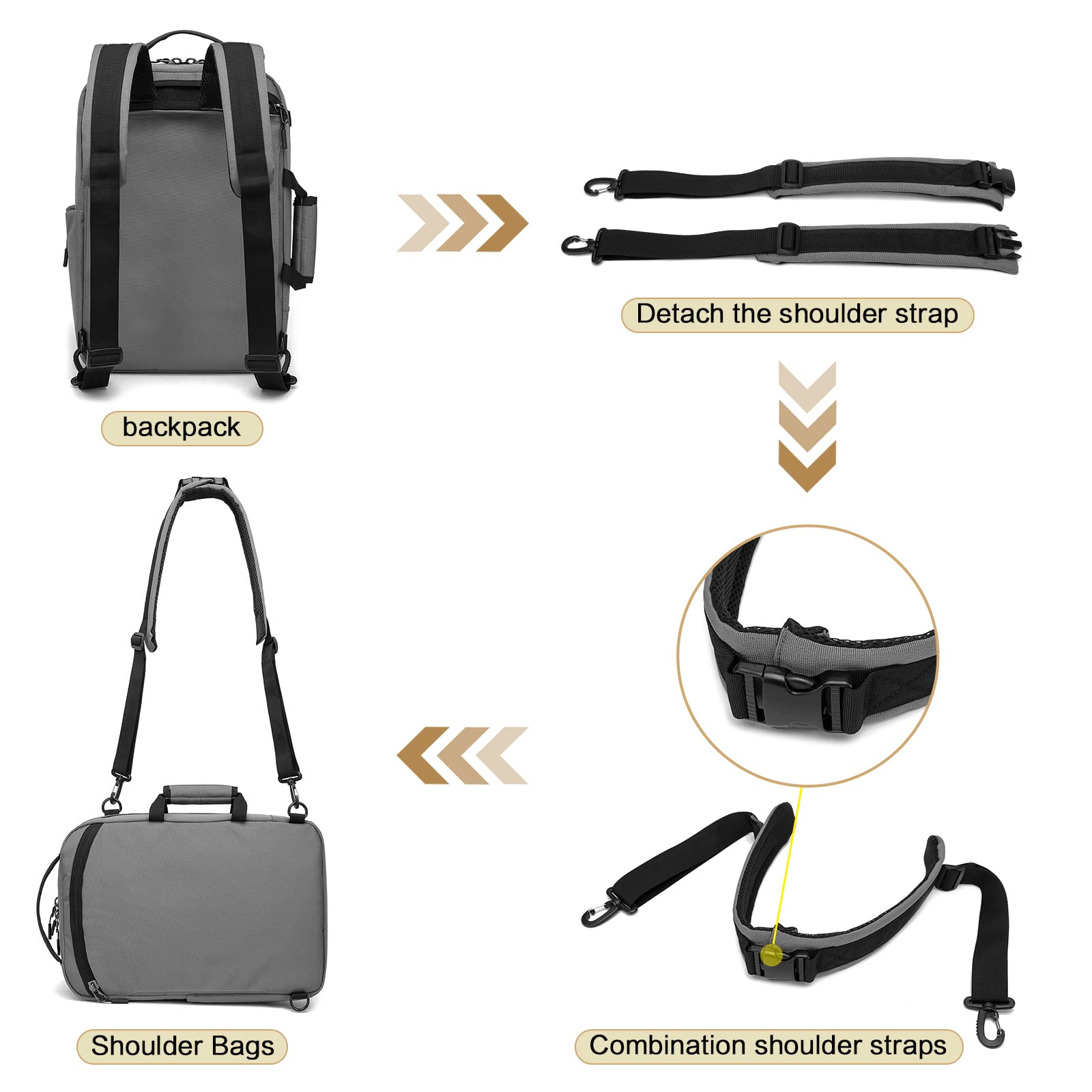 Laripwit Laptop Backpack 15.6 Inch, Business Slim Durable Laptop Backpack Bag for Men Women Small College Computer Backpack Fits Laptop and Notebook, Gray