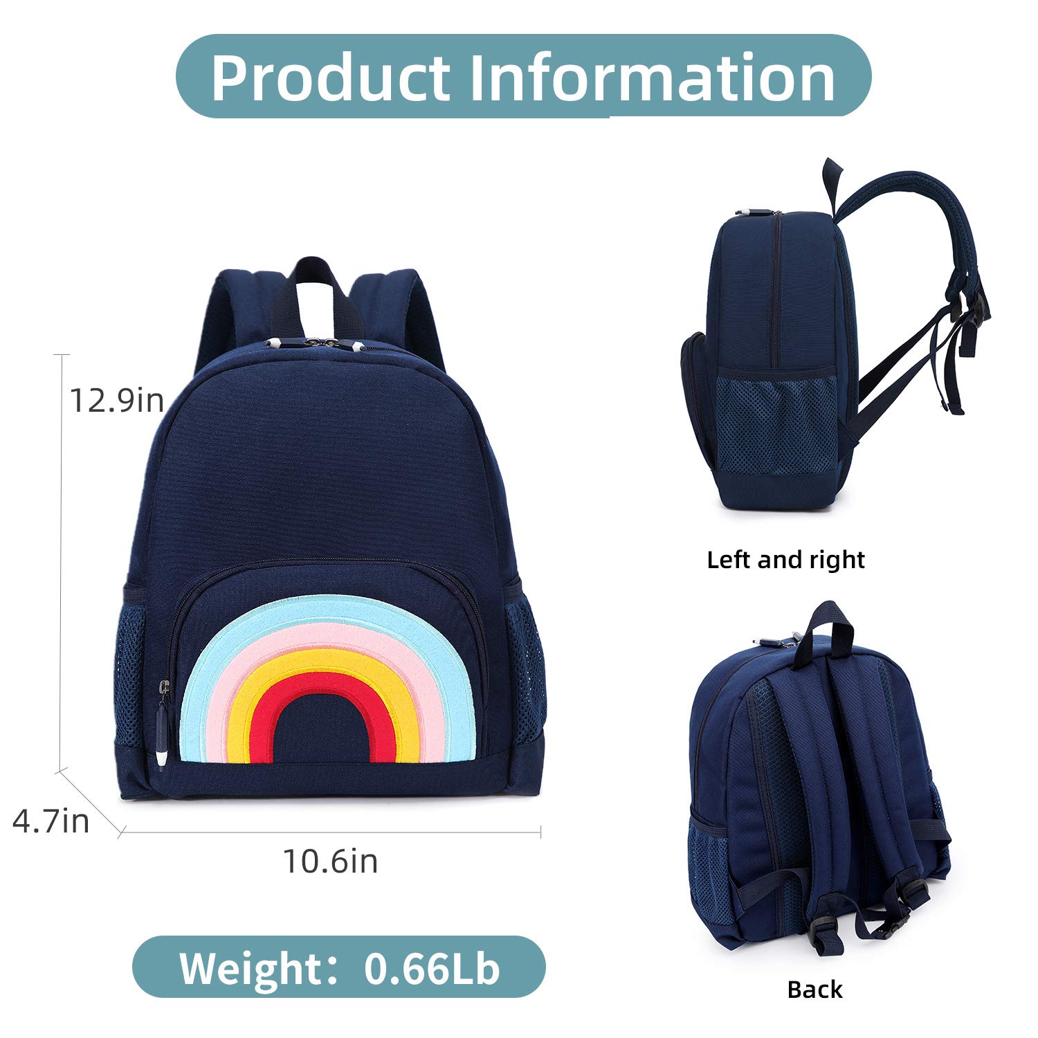 willikiva Toddler Rainbow Kids Backpack Boy Girls Waterproof Bags Kindergarten Preschool