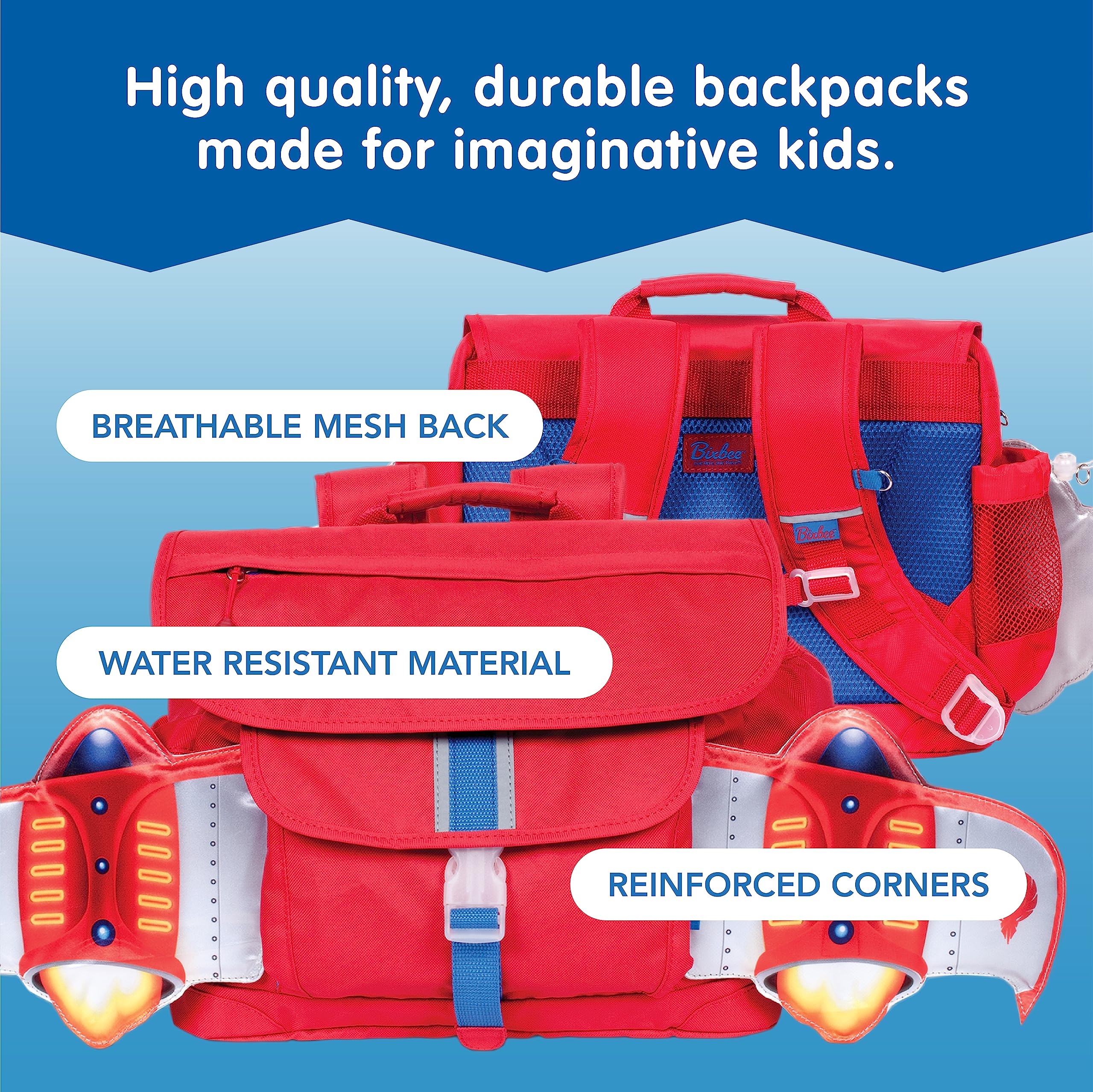 Bixbee Kids Backpack, Childrens Backpack for Girls & Boys, Water Resistant Backpack with Pockets, Durable Zippers & Easy Carry Design - Great Size for School & Travel in Sparkalicious Pink Butterflyer
