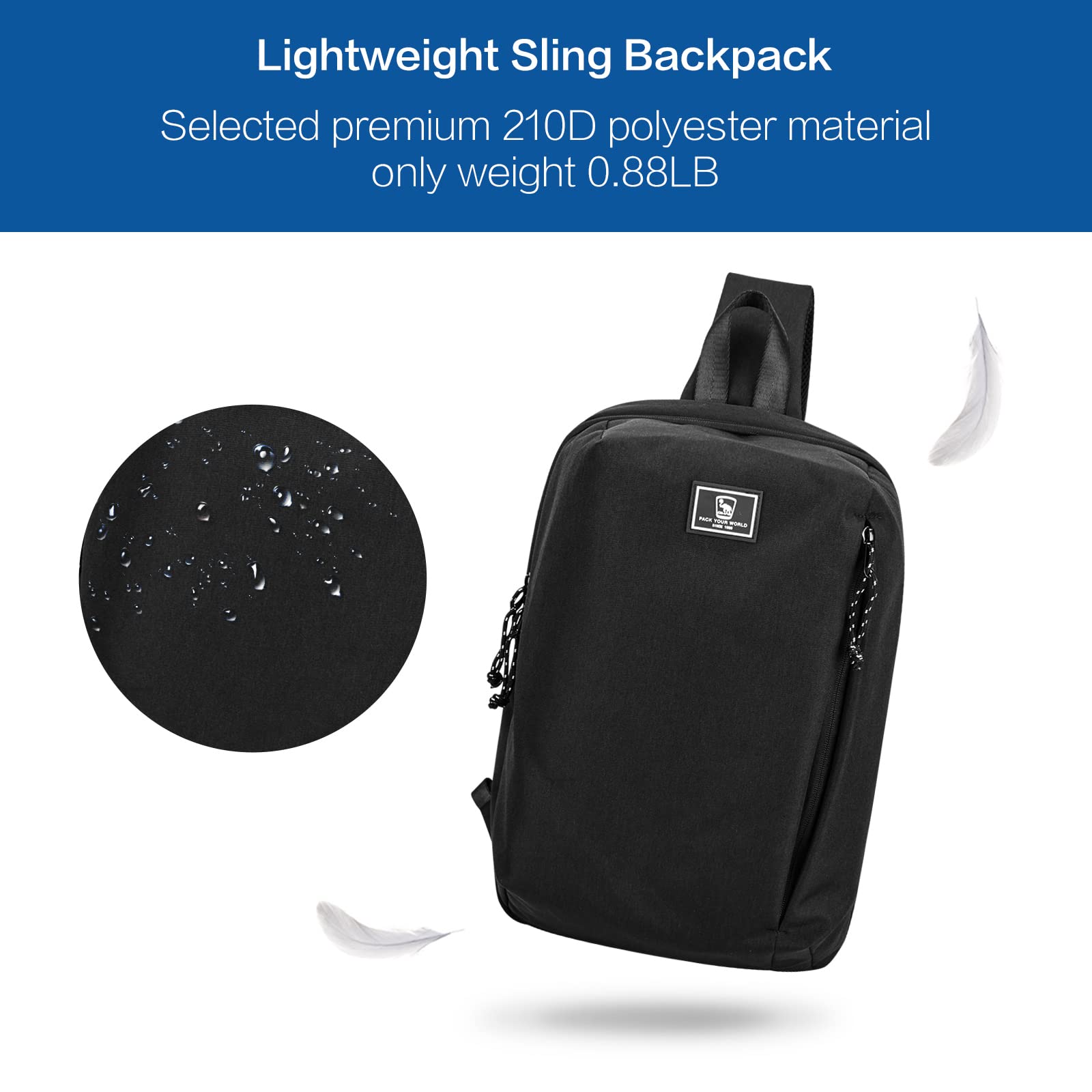 OIWAS Sling Laptop Bag 14 Inch, One Strap Backpack Crossbody Satchel Travel Messenger Daypack Commuter Large Outdoor Sling Bag Single Strap Shoulder Backpacks for Men Women
