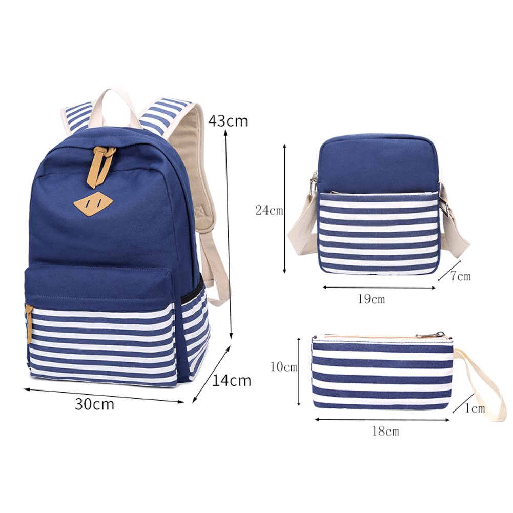 Abshoo Causal Canvas Stripe Backpack Cute Lightweight Teen Backpacks For Girls School Bookbag (Grey)