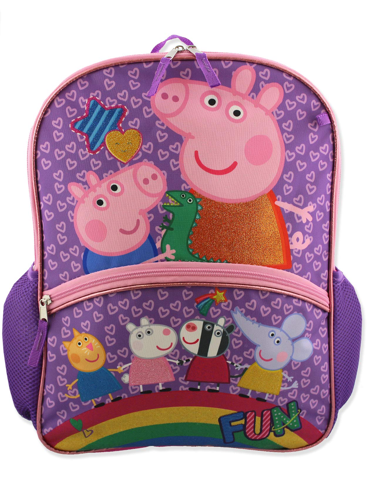 Peppa Pig Girls 5 piece Backpack and Lunch Bag School Set (One Size, Pink/Purple)
