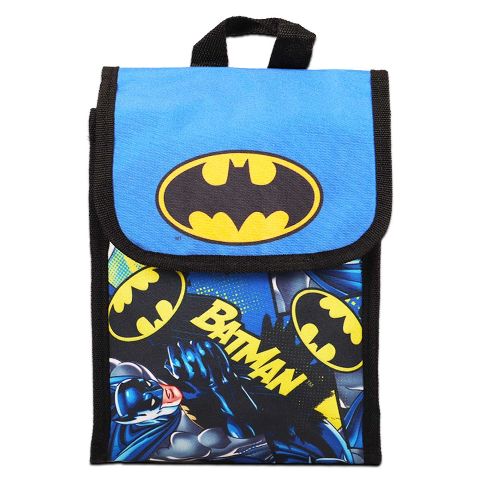 Fast Forward Batman Backpack with Lunch Box Set - Bundle with 16'' Batman Backpack, Batman Lunch Box, Water Bottle, Stickers, More Batman Backpack for Boys 4-6