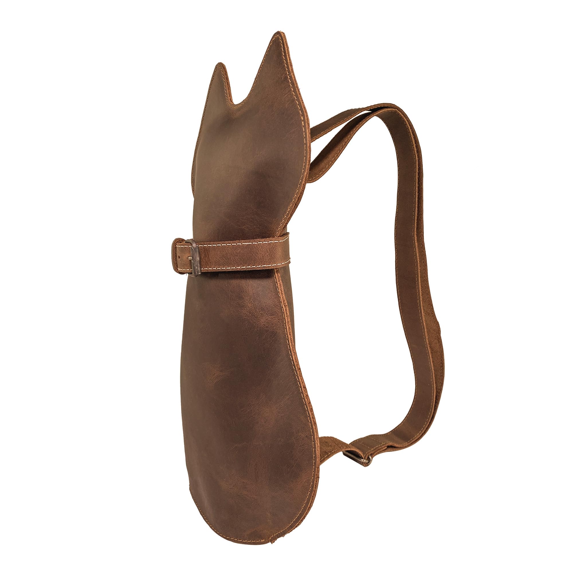 Hide & Play, Kitty Shape Backpack Handmade from Full Grain Leather - Pet Lover Accessory, Great for Travel & Everyday Use - Bourbon Brown