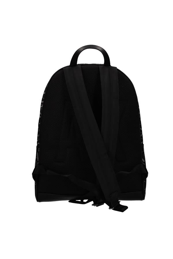 A|X Armani Exchange Men's Allover Logo Eco-Leather Backpack, Black Olivine, OS
