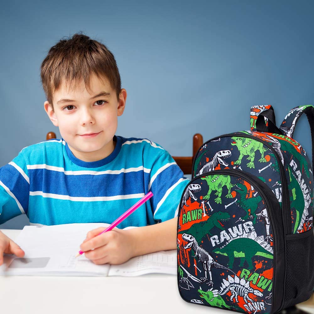 CCJPX Dinosaur Backpack for Boys, 16” Kids Preschool Bookbag and Lunch Box for Kindergarten Elementary