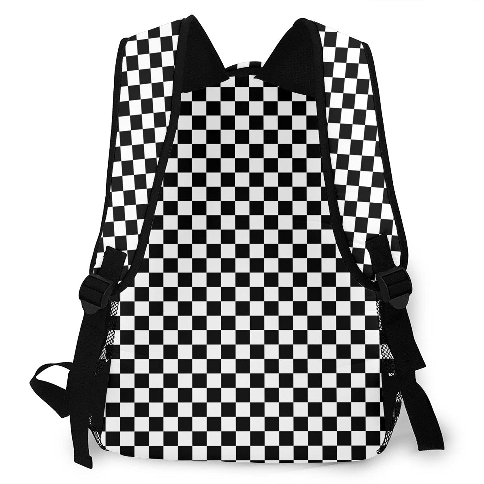 GregTins Black White Race Checkered Backpack Laptop Backpack Hiking Daypack Shoulder Bag,School Bookbag Nurse Casual Work Bags Fits 15.6 Inch, One Size