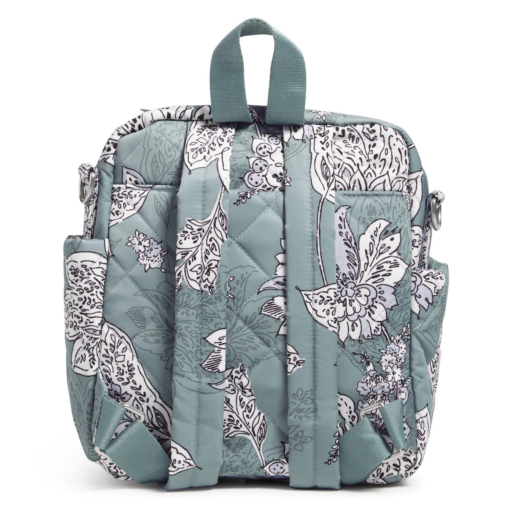 Vera Bradley Performance Twill Convertible Small Backpack, Tiger Lily Blue Oar
