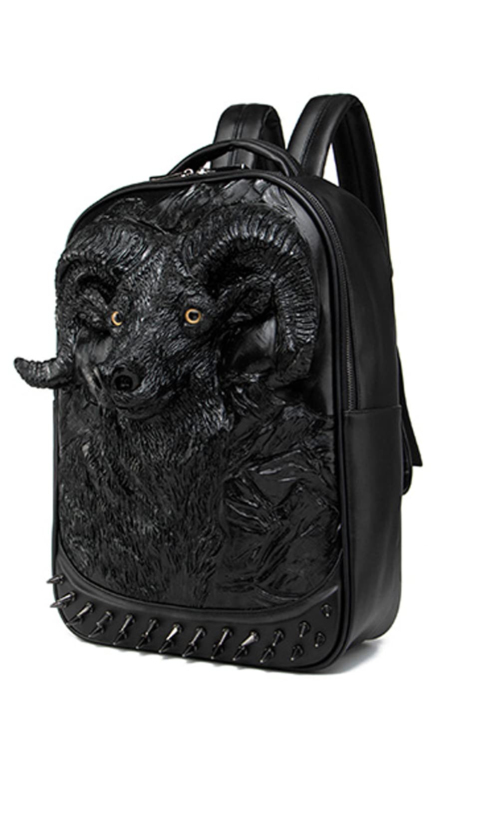 Halloween Studded Backpack 3D Goat Head Sculpture 3D Model Backpack Laptop Computer Handbags Travelling Rucksack Bag