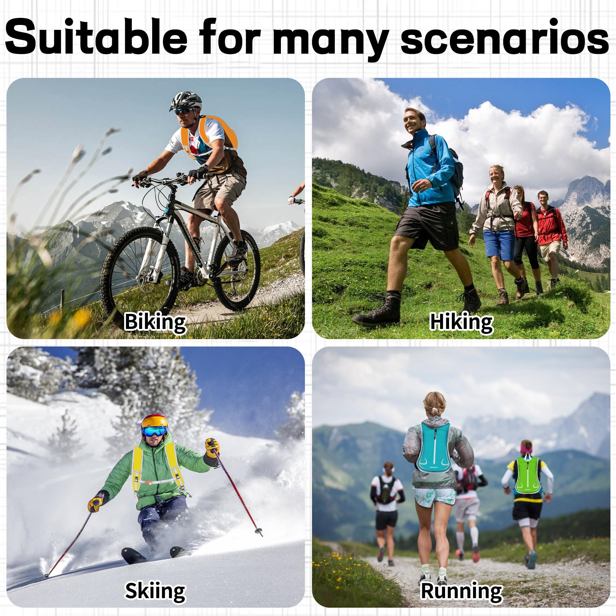 EULANT Ski Backpack, 14L Waterproof & Lightweght Running Backpack, Small Daypack for Cycling Bike Skiing Camping Walking