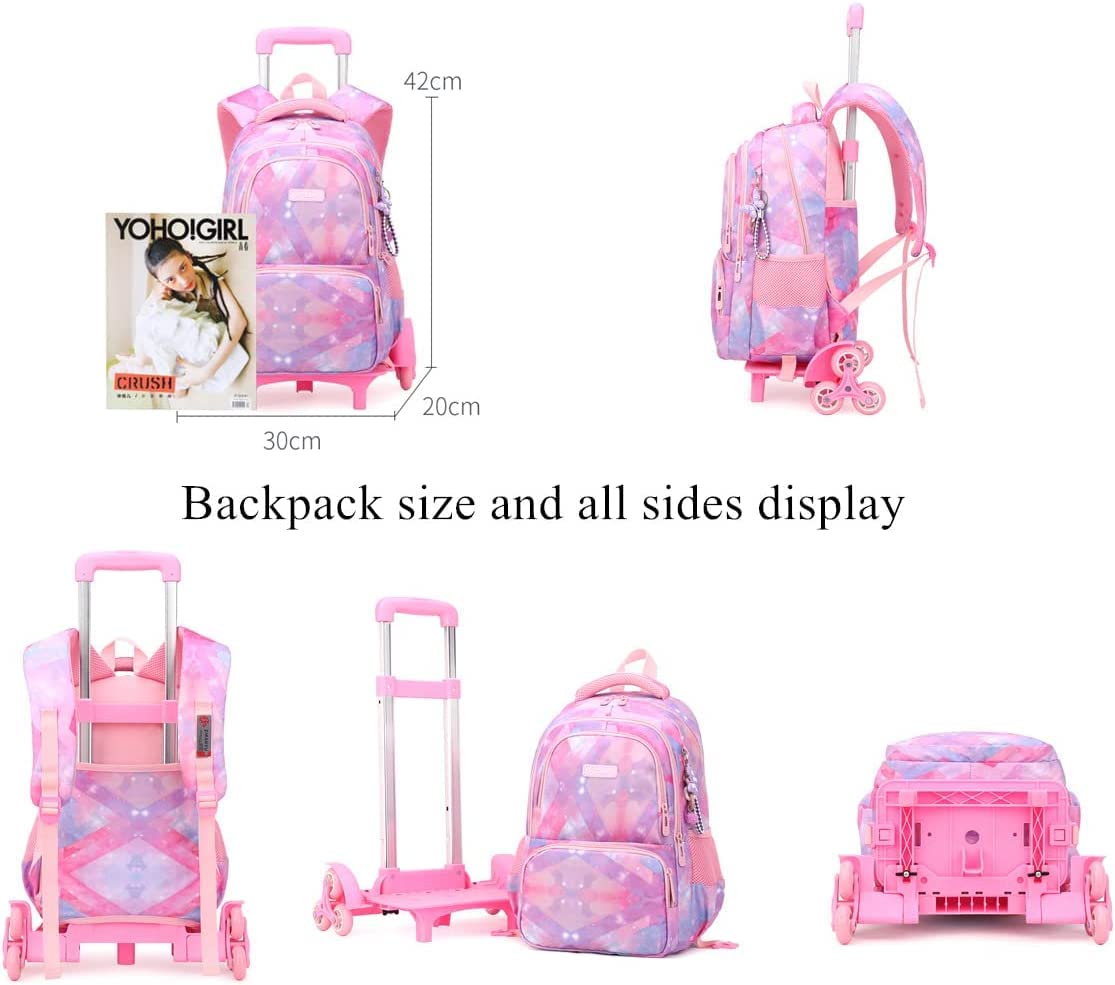 Diamond,Geometric Prints Kids Rolling Backpack Wheeled Elementary School Bag Primary Students Trolley Bookbag for Boys