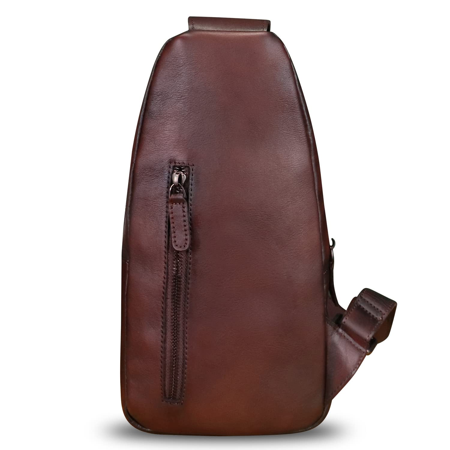Genuine Leather Sling Bag Crossbody Purse Handmade Hiking Daypack Motorcycle Bag Retro Over the Shoulder Backpack Chest Bag (Coffee)