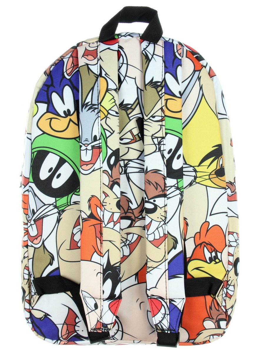 Looney Tunes Cartoon Character Faces Allover Print Travel Laptop Backpack