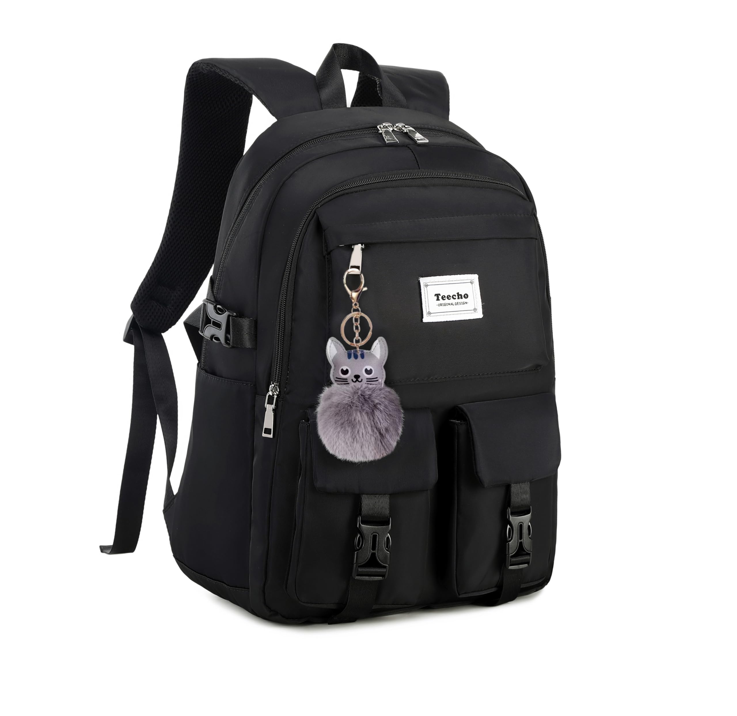 Teecho Stylish Laptop Backpack For Men and Women Roomy Rucksack for Travel Black