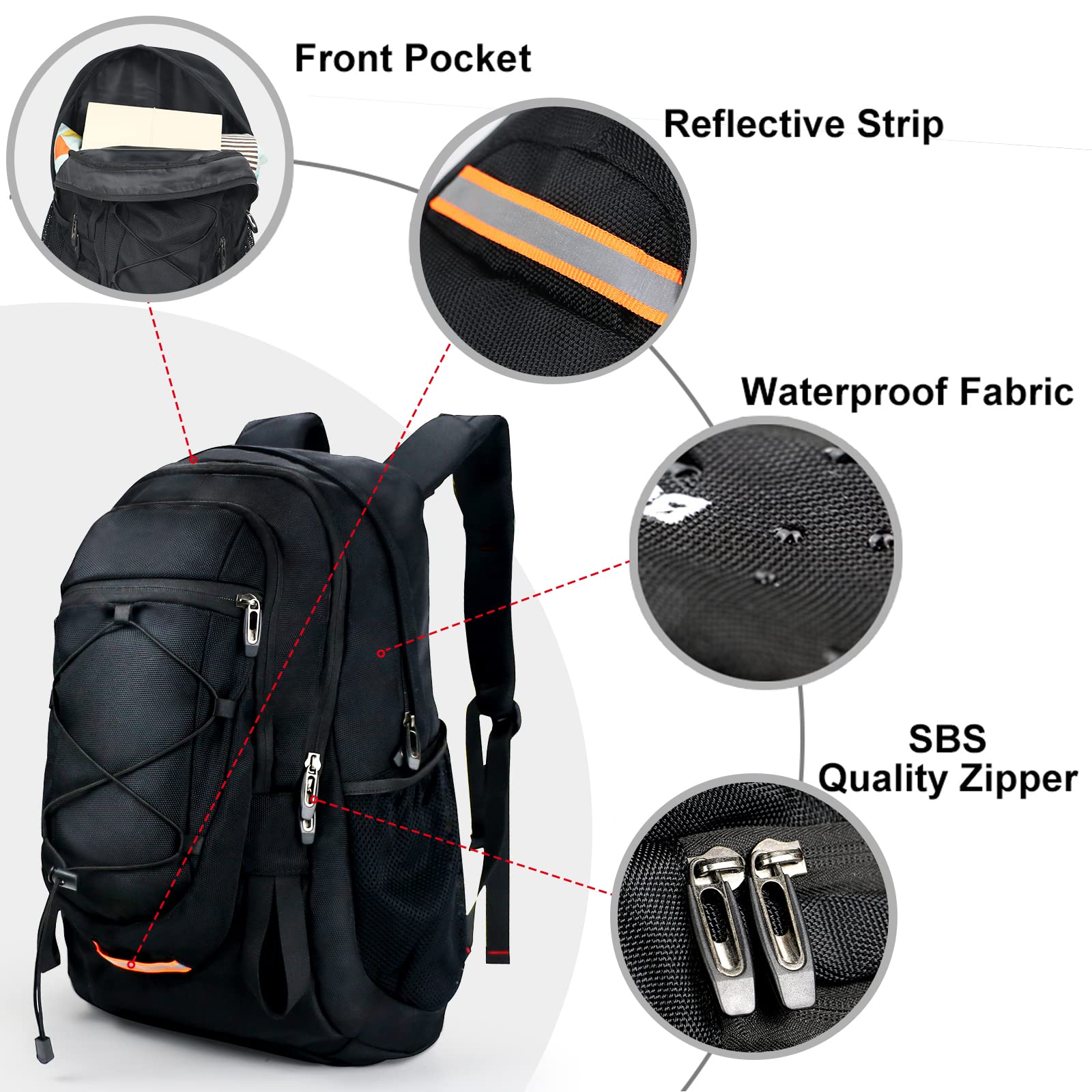 Lily Parker Waterproof Womens Mens 40l Hiking Rucksack Bag Large-Capacity Trekking Travel Backpack, Black