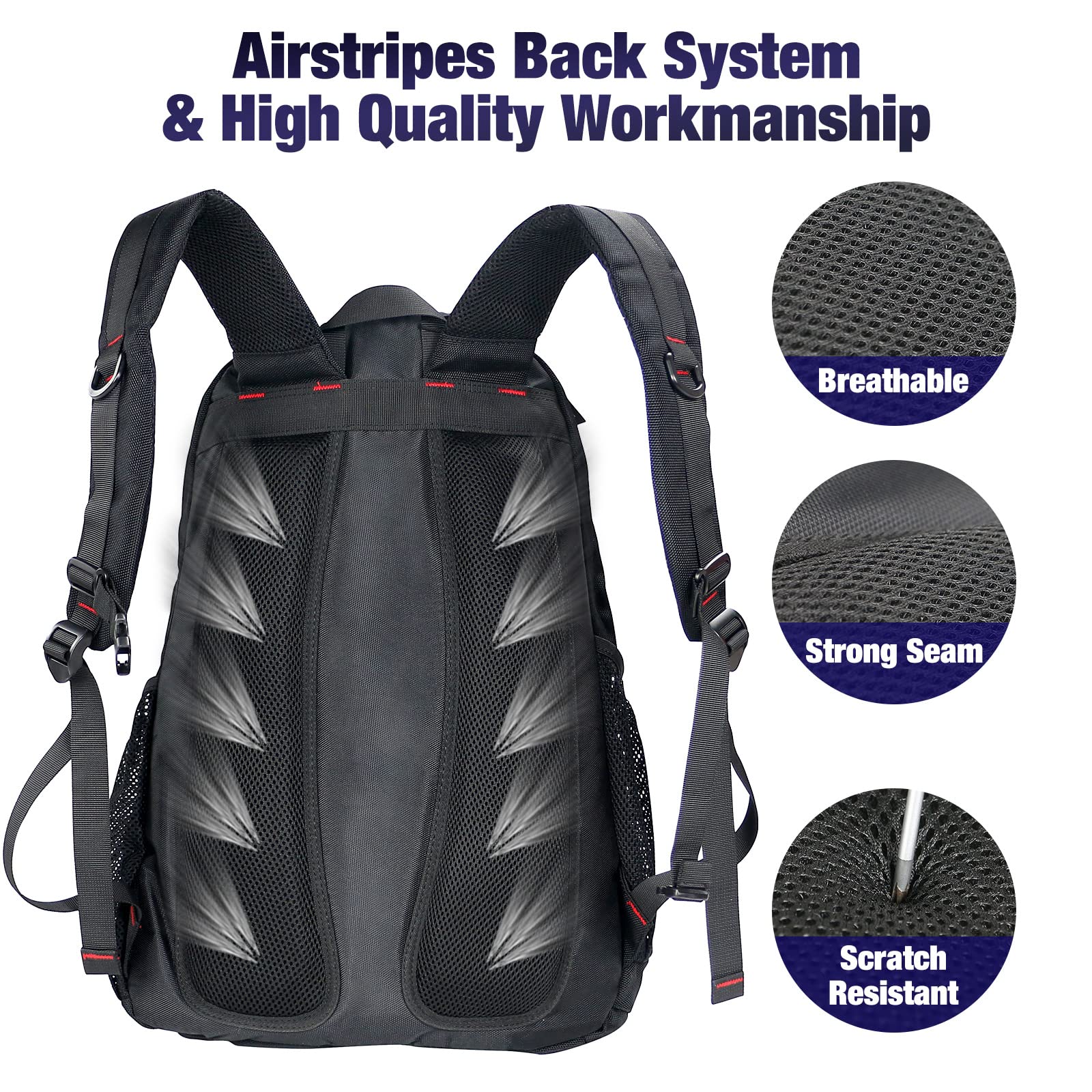 Lily Parker Waterproof Womens Mens 40l Hiking Rucksack Bag Large-Capacity Trekking Travel Backpack, Black