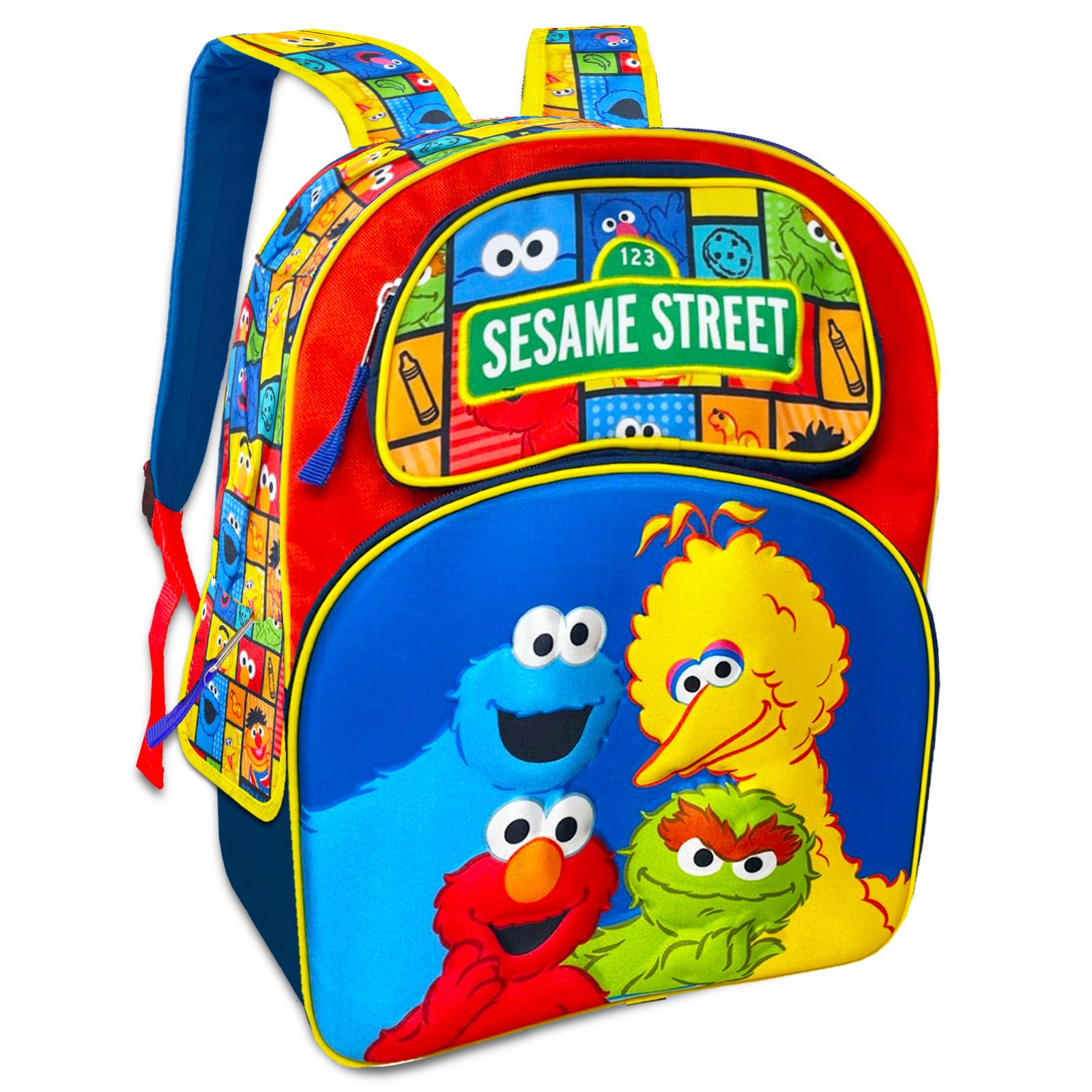 Sesame Street Backpack and Lunch Box Set - Elmo Backpack and Lunch Box Bundle with Lunch Box, Water Pouch Stickers, More | Sesame Street School Bag
