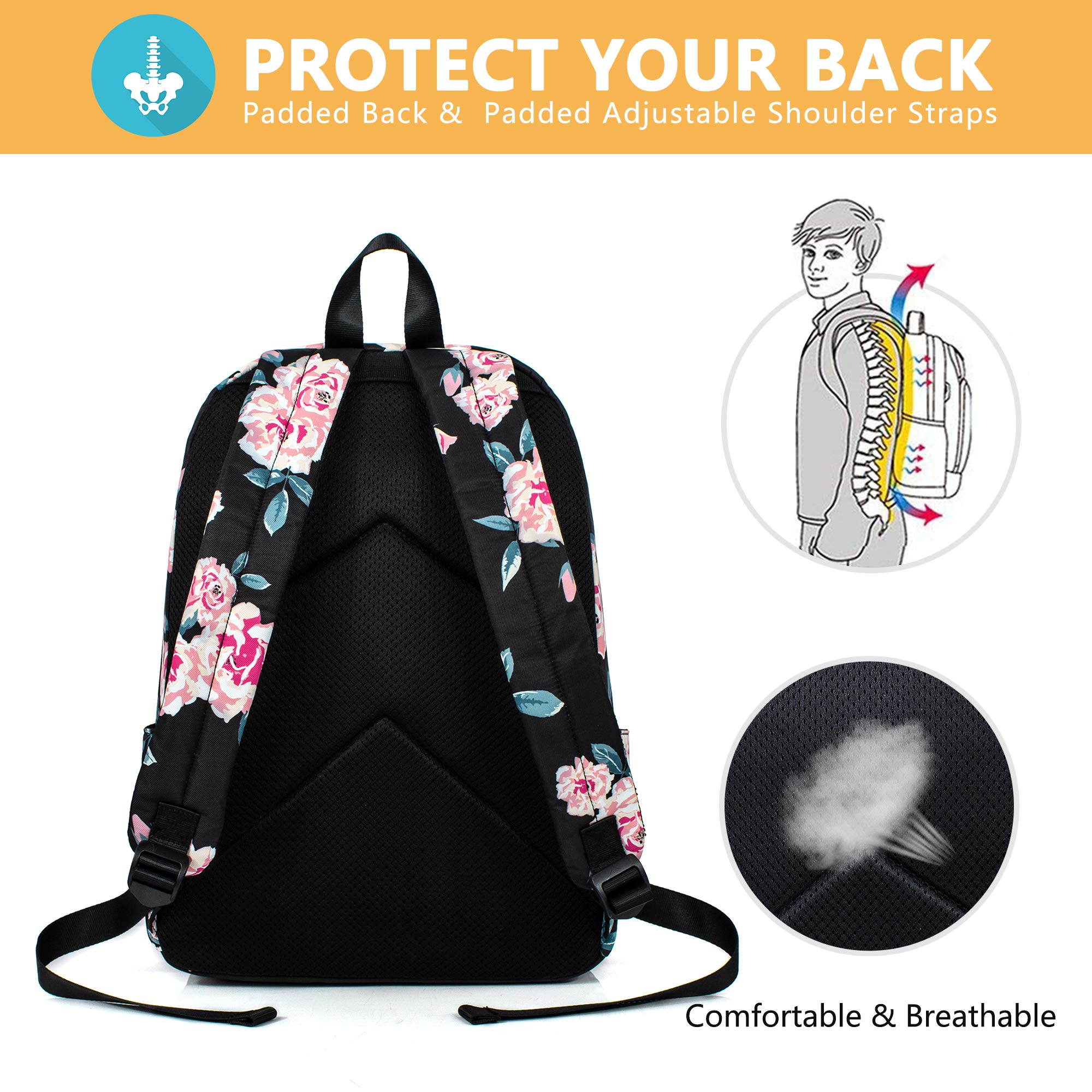 Leaper Fashion Water Resistant Laptop Backpack for Women Black