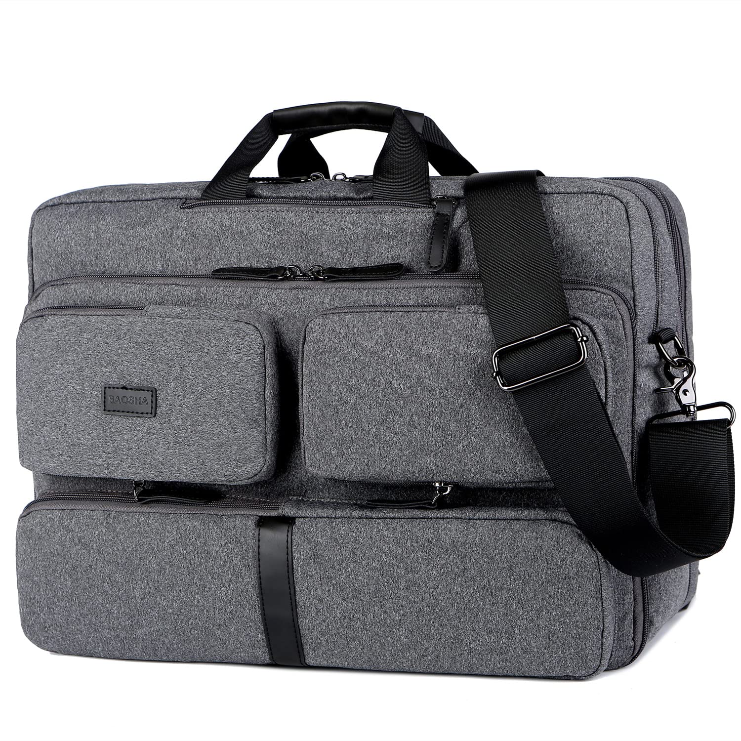Hybrid Briefcase Backpack Convertible Large 17inch College School Computer bag Multi-Functional Travel Rucksack (Grey)