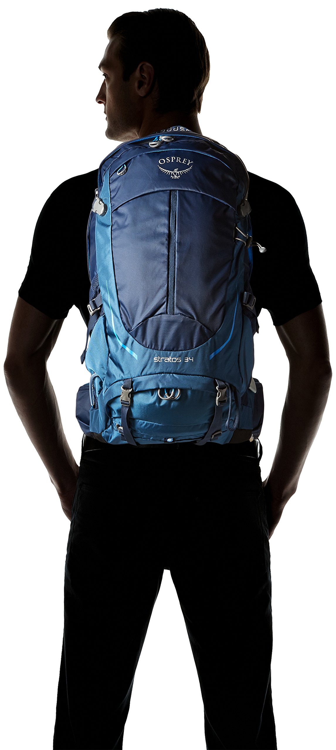 Osprey Stratos 34 Men's Hiking Backpack, Eclipse Blue, Medium/Large