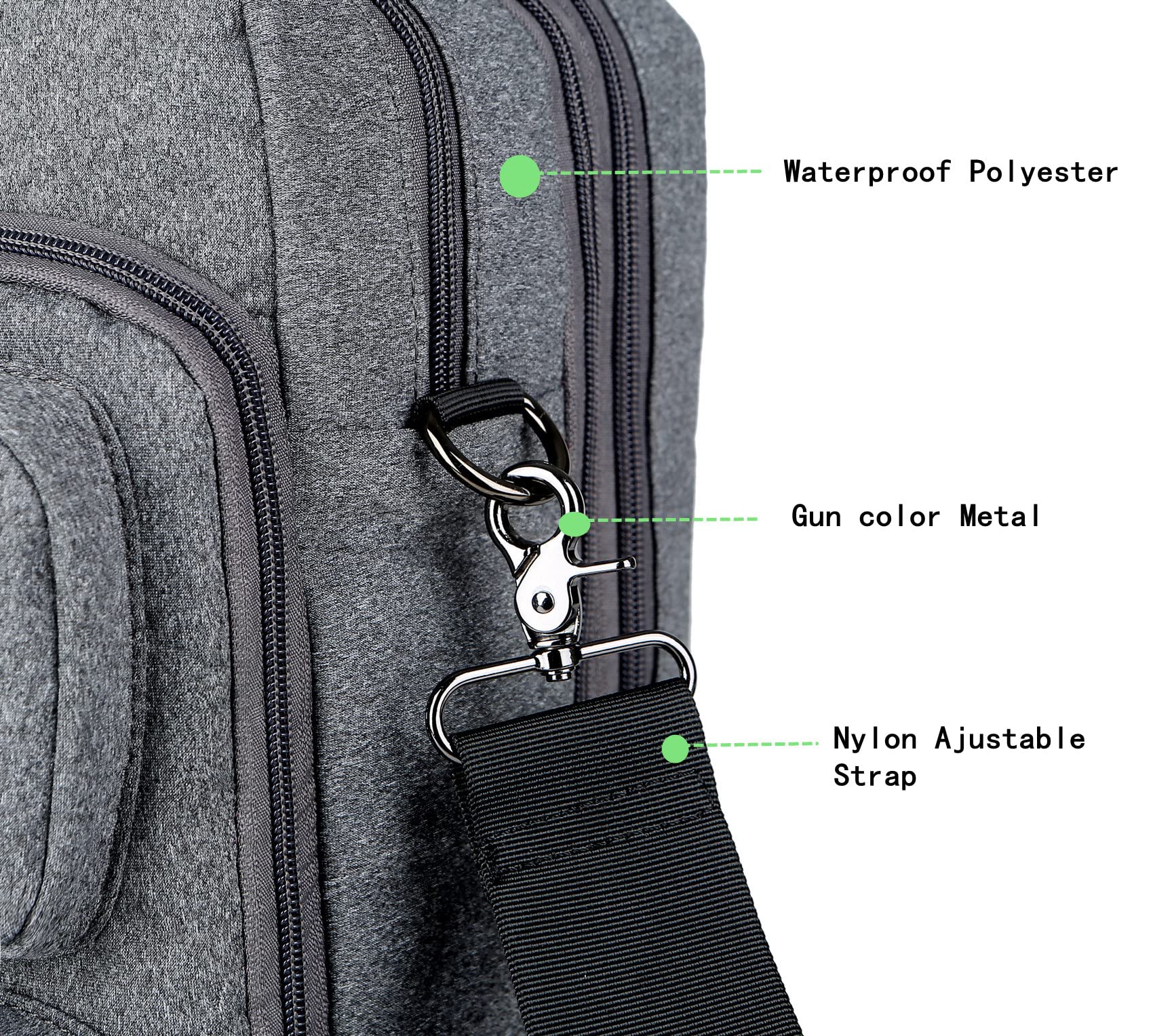 Hybrid Briefcase Backpack Convertible Large 17inch College School Computer bag Multi-Functional Travel Rucksack (Grey)