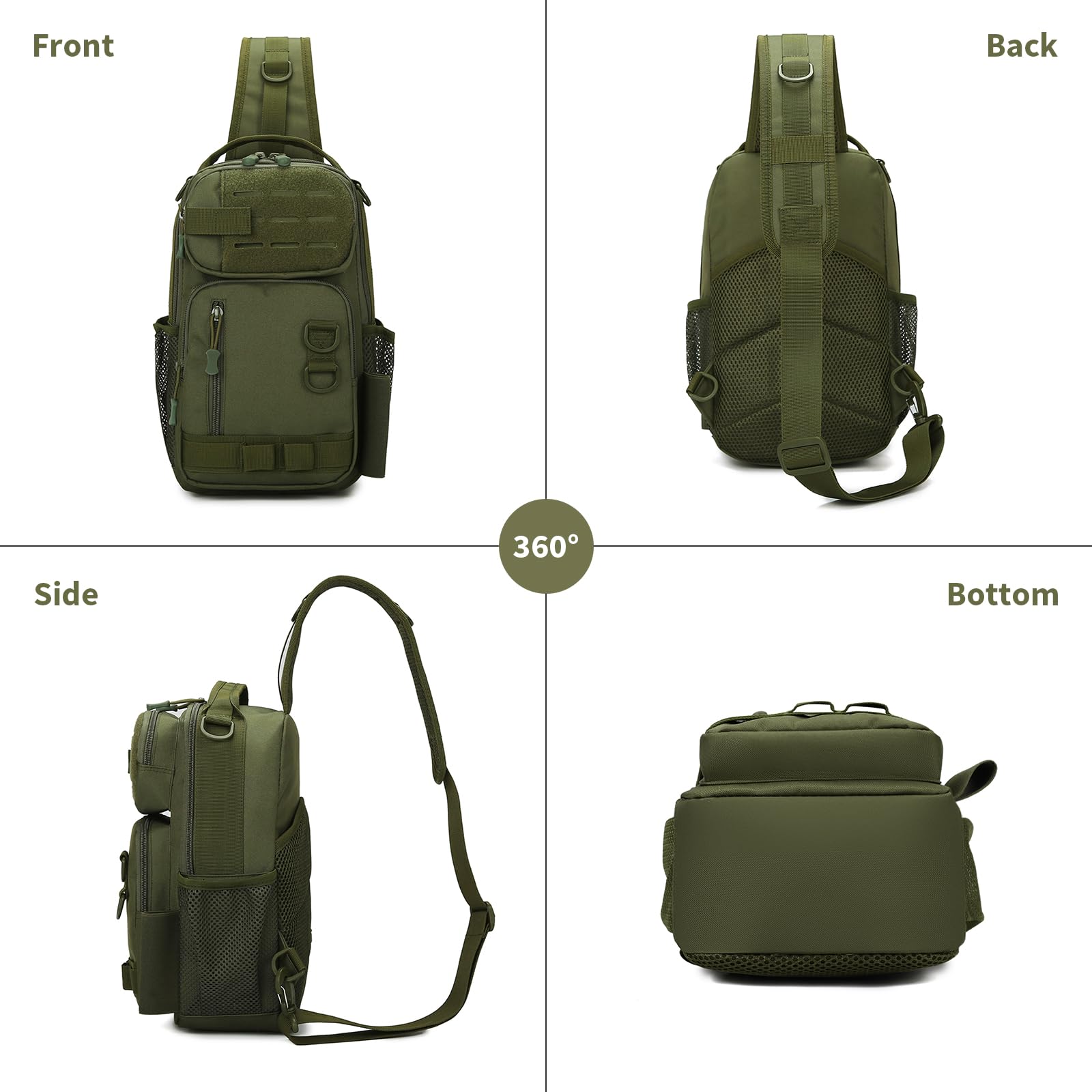 CamGo Small Tactical Chest Sling Bag One Strap Crossbody Daypack Shoulder Backpack for Sport Daily