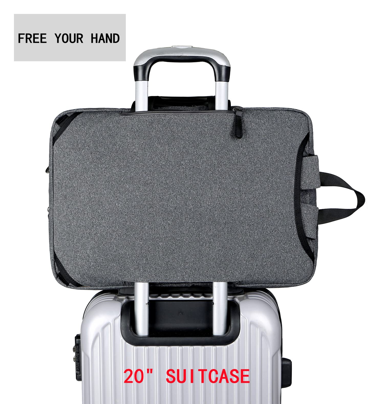 Hybrid Briefcase Backpack Convertible Large 17inch College School Computer bag Multi-Functional Travel Rucksack (Grey)