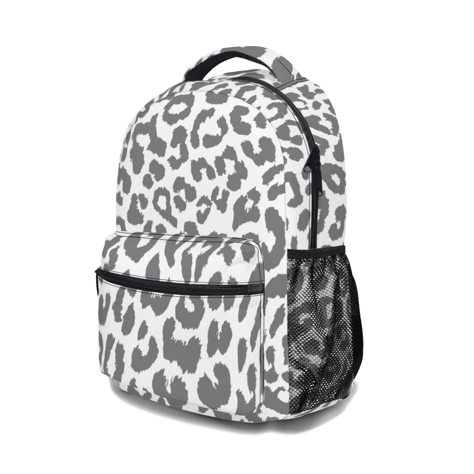 Nerxy Snow Leopard Backpack for School - Cheetah Spots School Backpack White White Grey Animal Skin School Bag Laptop Book Bag Fits 14 Inch Laptop Rucksack Daypack