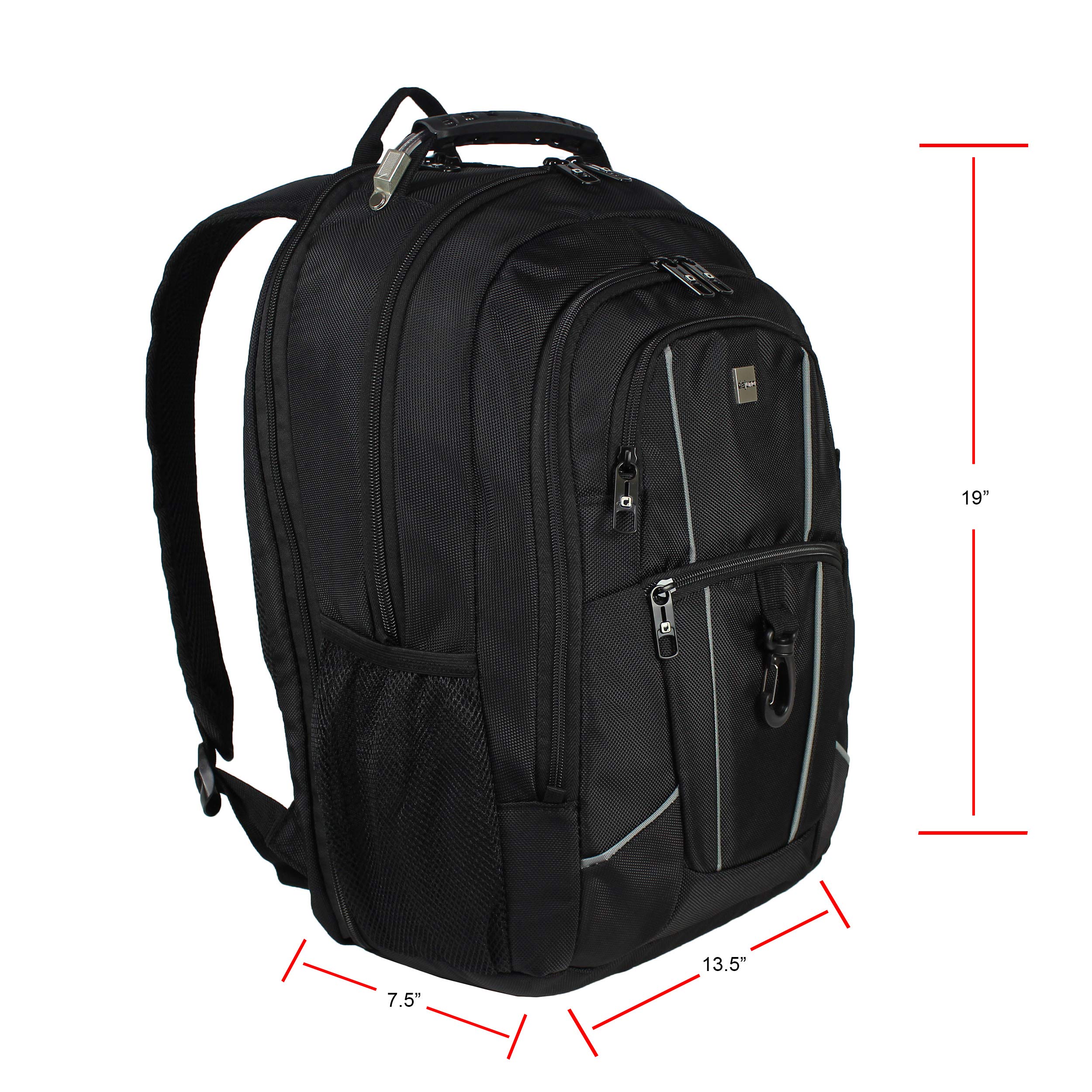 Dejuno Commuter Backpack Checkpoint-Friendly 15.6" Laptop Pocket, Black, Inch