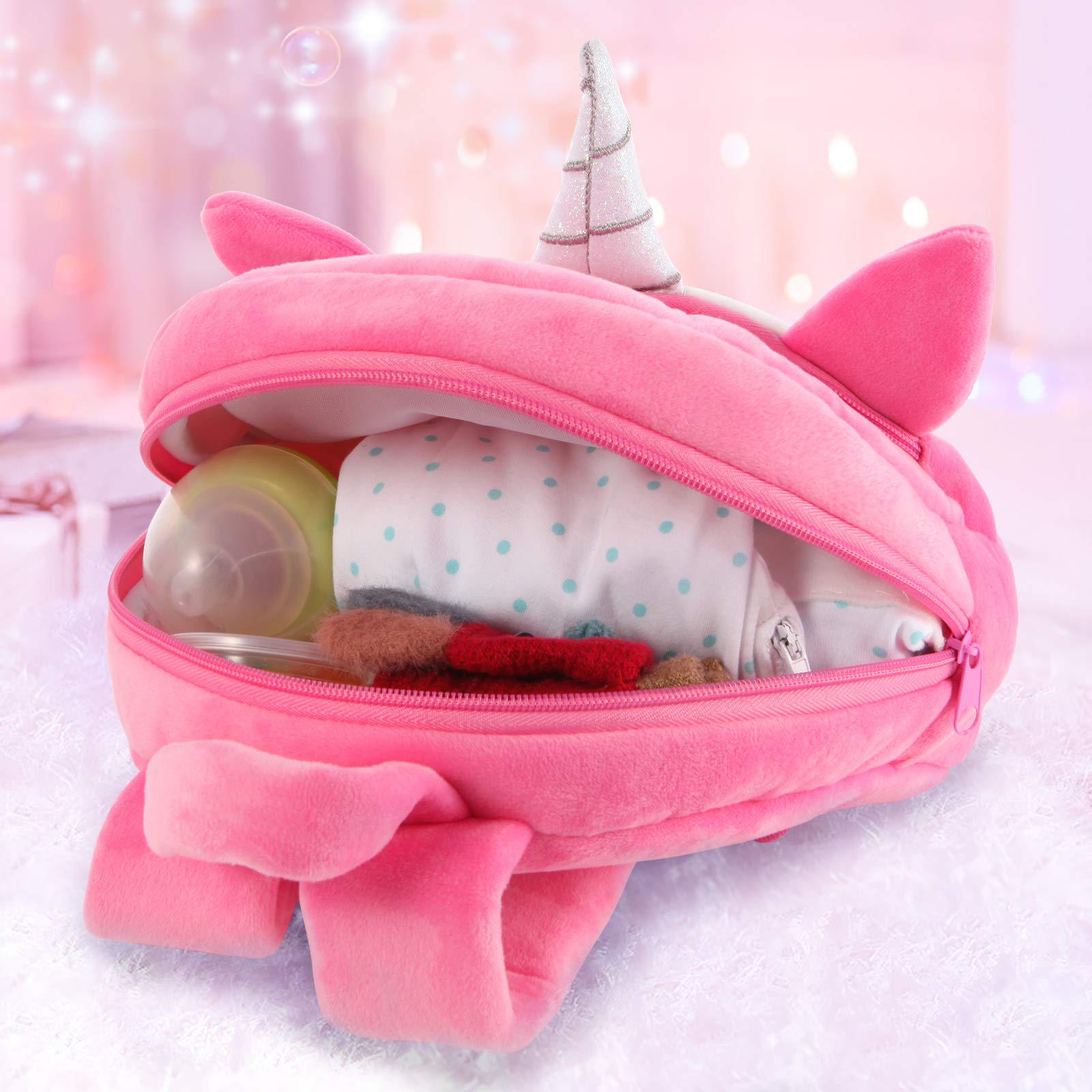 Mloovnemo Kids Unicorn Plush Toddler Travel Preschool Shoulder Backpack for 1-5 Year Old Kindergarten Girls Gift (Pink Unicorn)