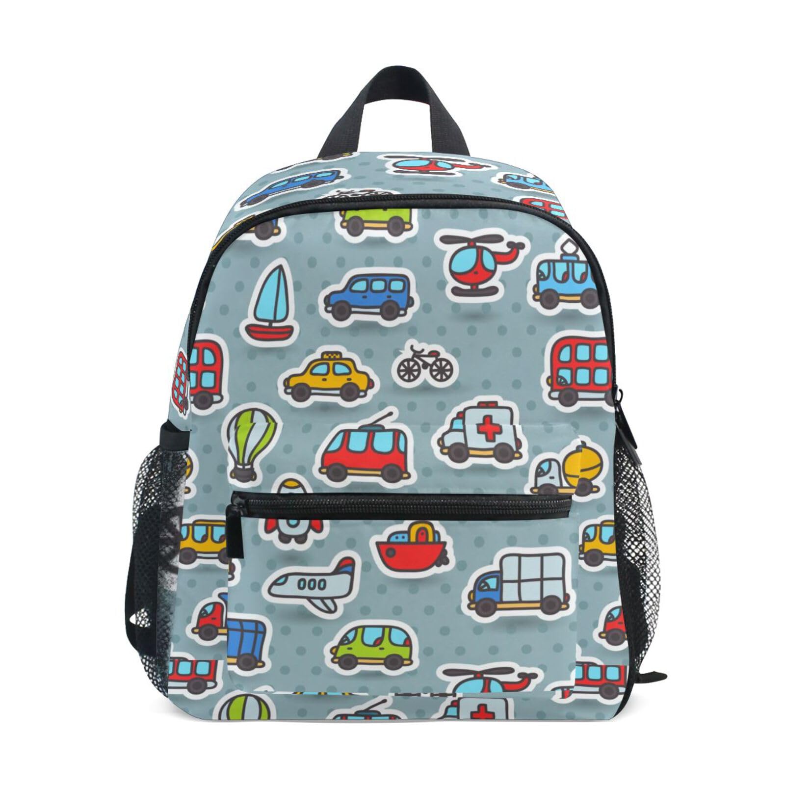 OREZI Cute Cartoon Cars Transport Pattern Toddler Backpack for Boys Girls,Kid's Backpack Schoolbags for Kindergarten Preschool Toddler Travel Bag Snack Bag With Chest Clip
